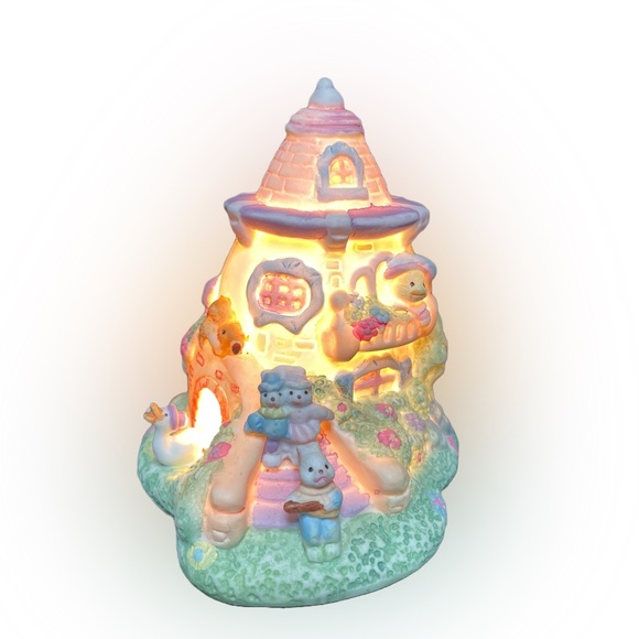 Art | Vintage Porcelain Light Up Egg House Spring Easter Bunny Pastel ...